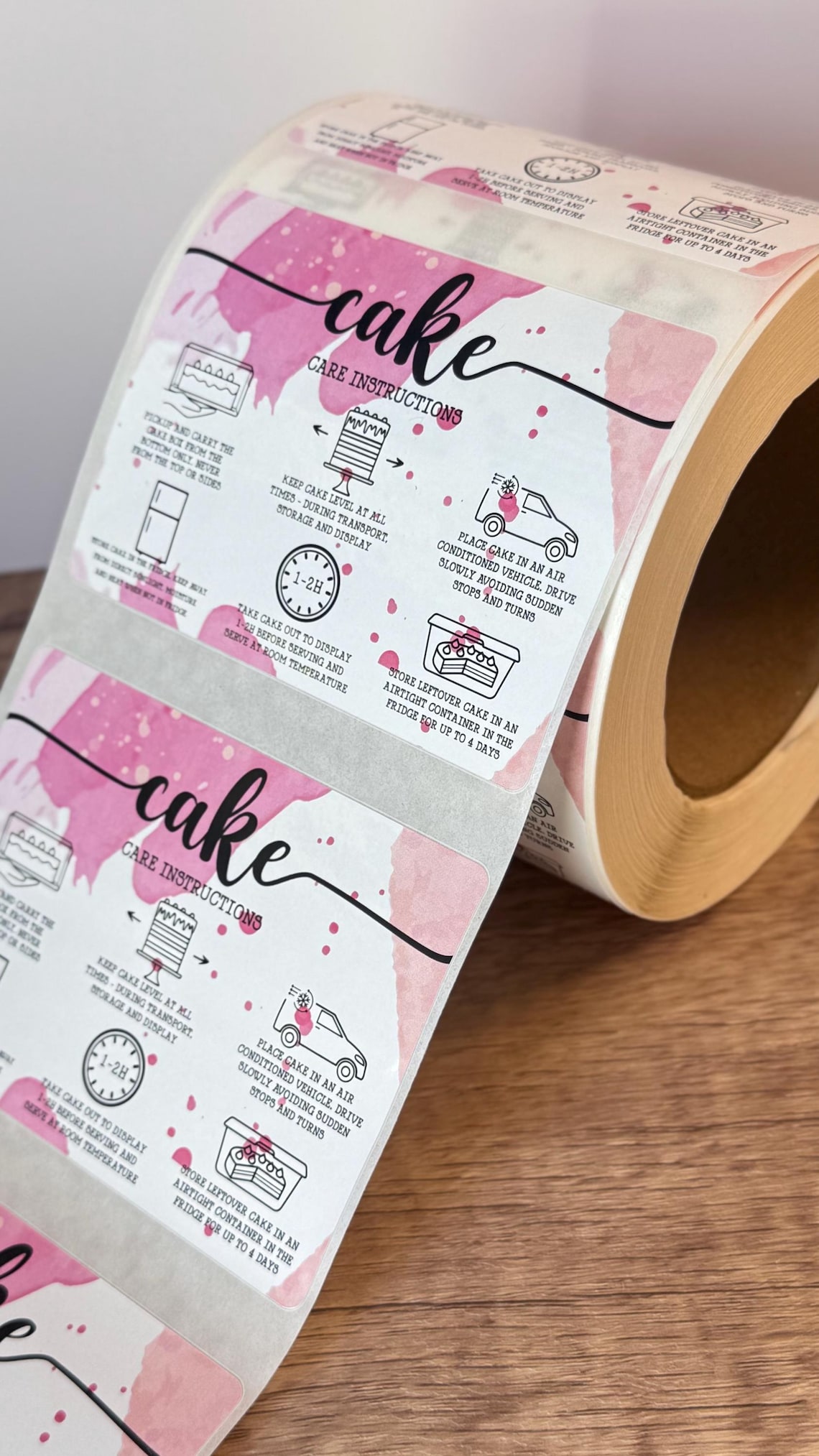 Printed Cake Care Instructions Labels, Cake Care Instruction Stickers ...