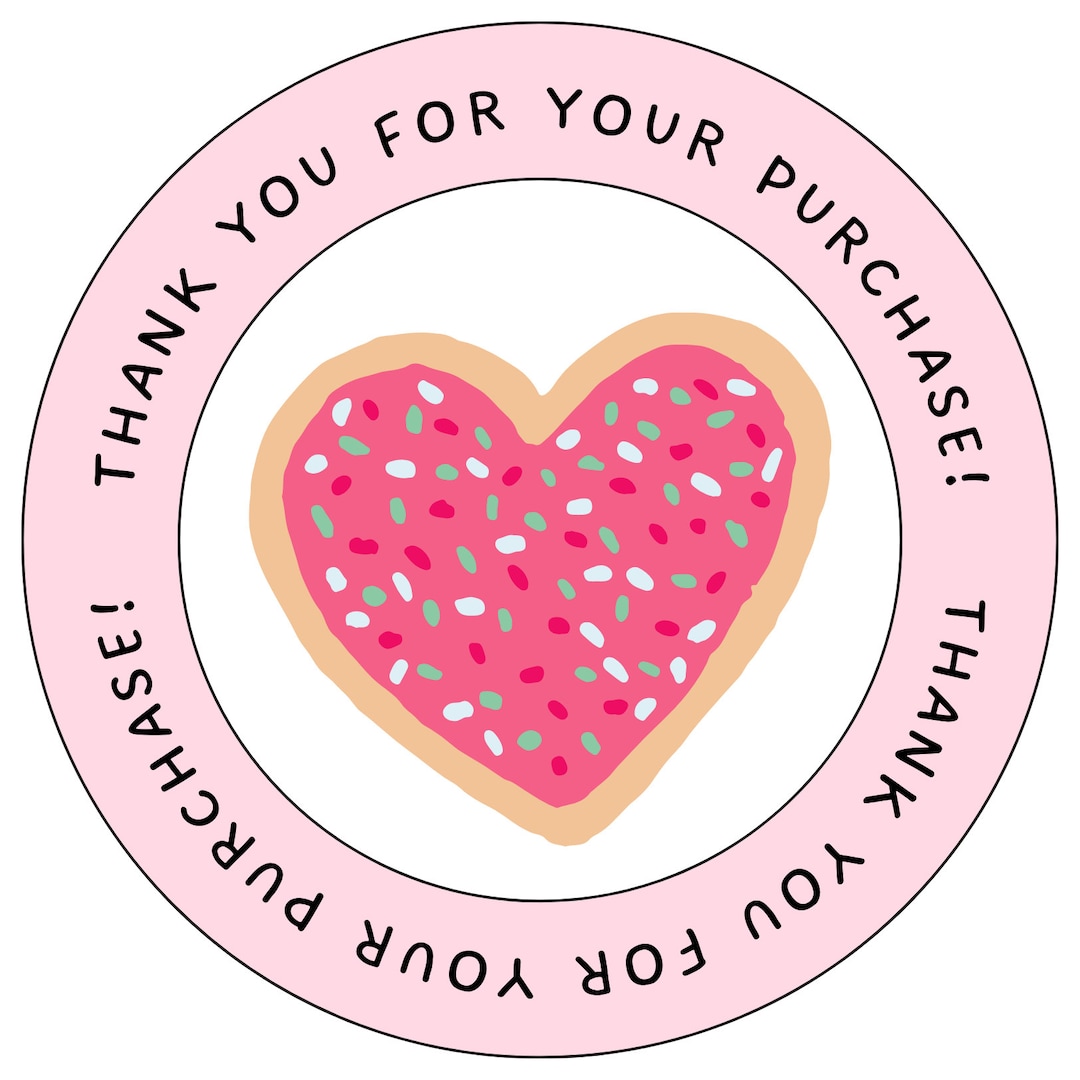 Thank You Stickers, Sugar Cookie Stickers, Heart Cookie Stickers, Cute ...
