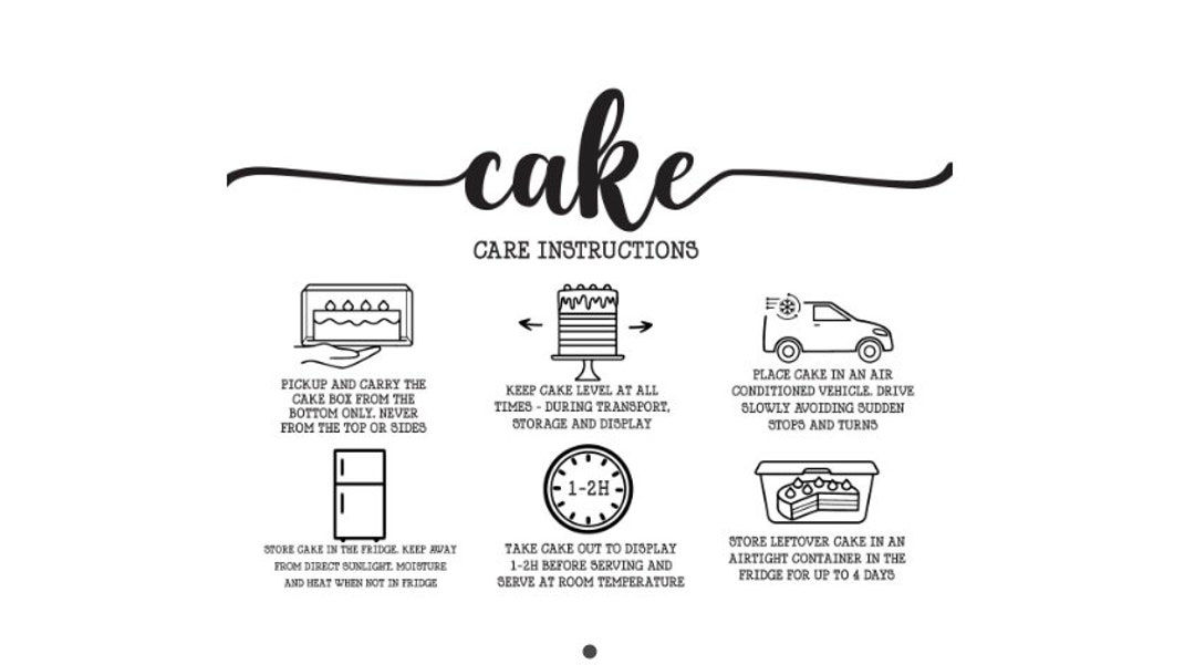 Cake Care Instructions, Cake Care Stickers, Cake Care Labels, Cake ...