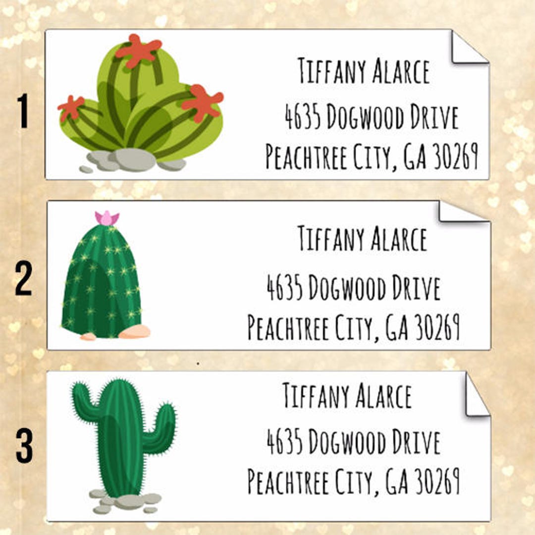 Return Address Labels, Return Address Stickers, Cactus Address Labels ...