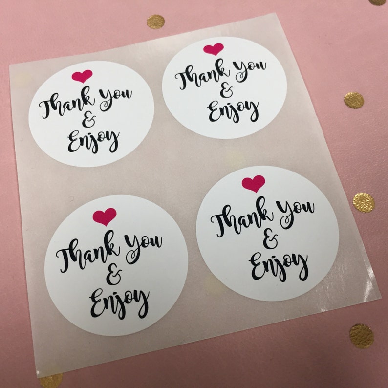 Thank You & Enjoy Thank You Stickers Custom Labels Custom - Etsy