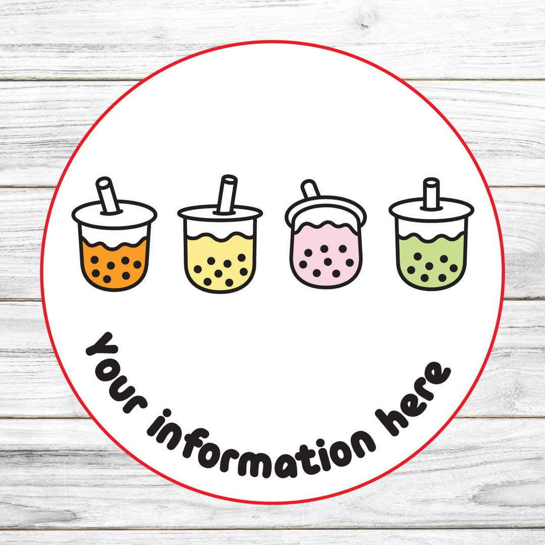 Circle Boba Labels, Custom Labels, Custom Stickers , Personalizedf ...