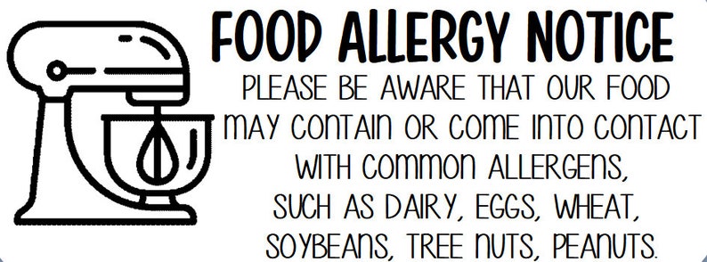 Allergen Labels: Food Allergy Stickers, Bakery Labels (2.5x1 BW) - Etsy