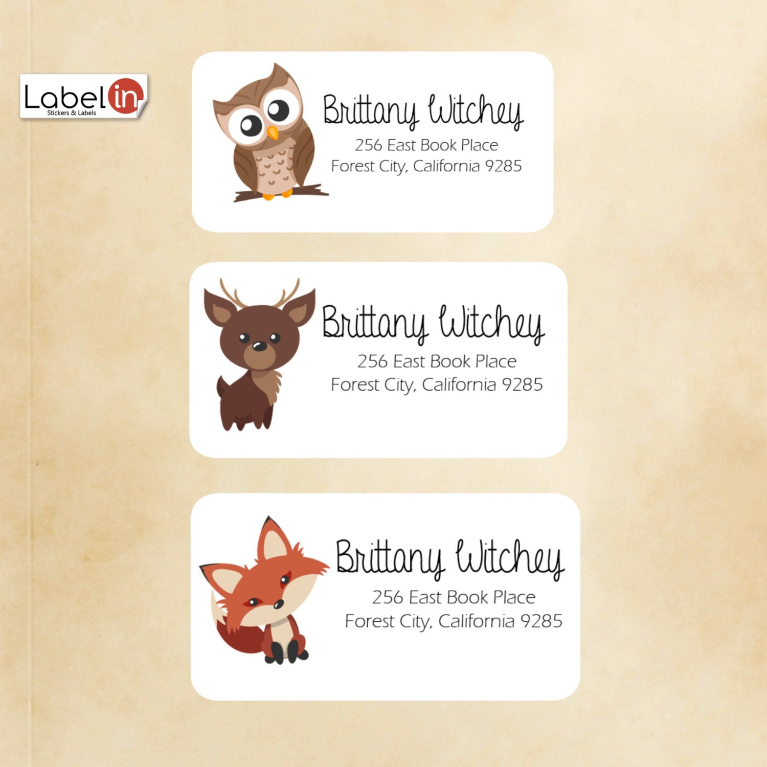 Cute Animal Return Address Labels, Fox, Owl, Reindeer Stickers - Etsy