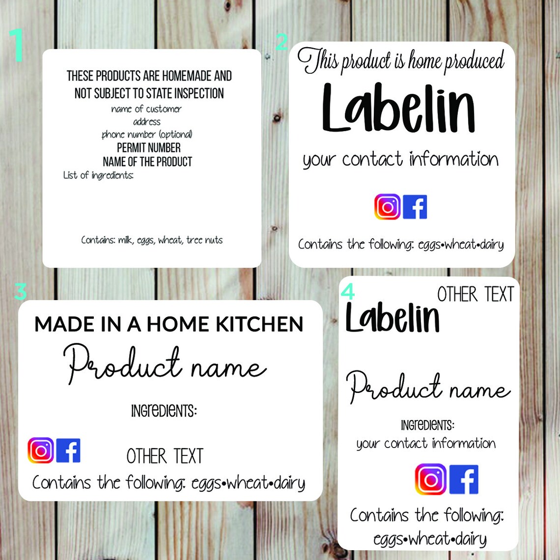 Cottage Food Labels,food Labels, Cottage Food Stickers, Ingredients ...