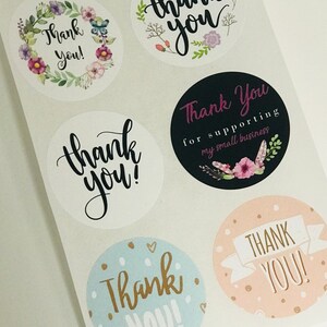 Thank You Labels , Thank You Stickers, Floral Thank You Labels Cute ...