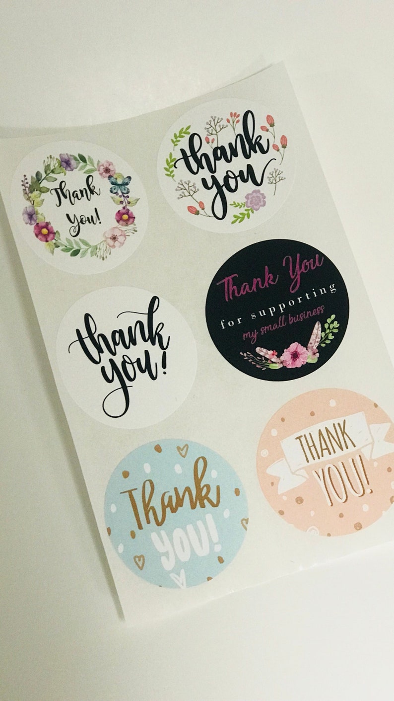 Thank You Labels Thank You Stickers Floral Thank You Labels - Etsy