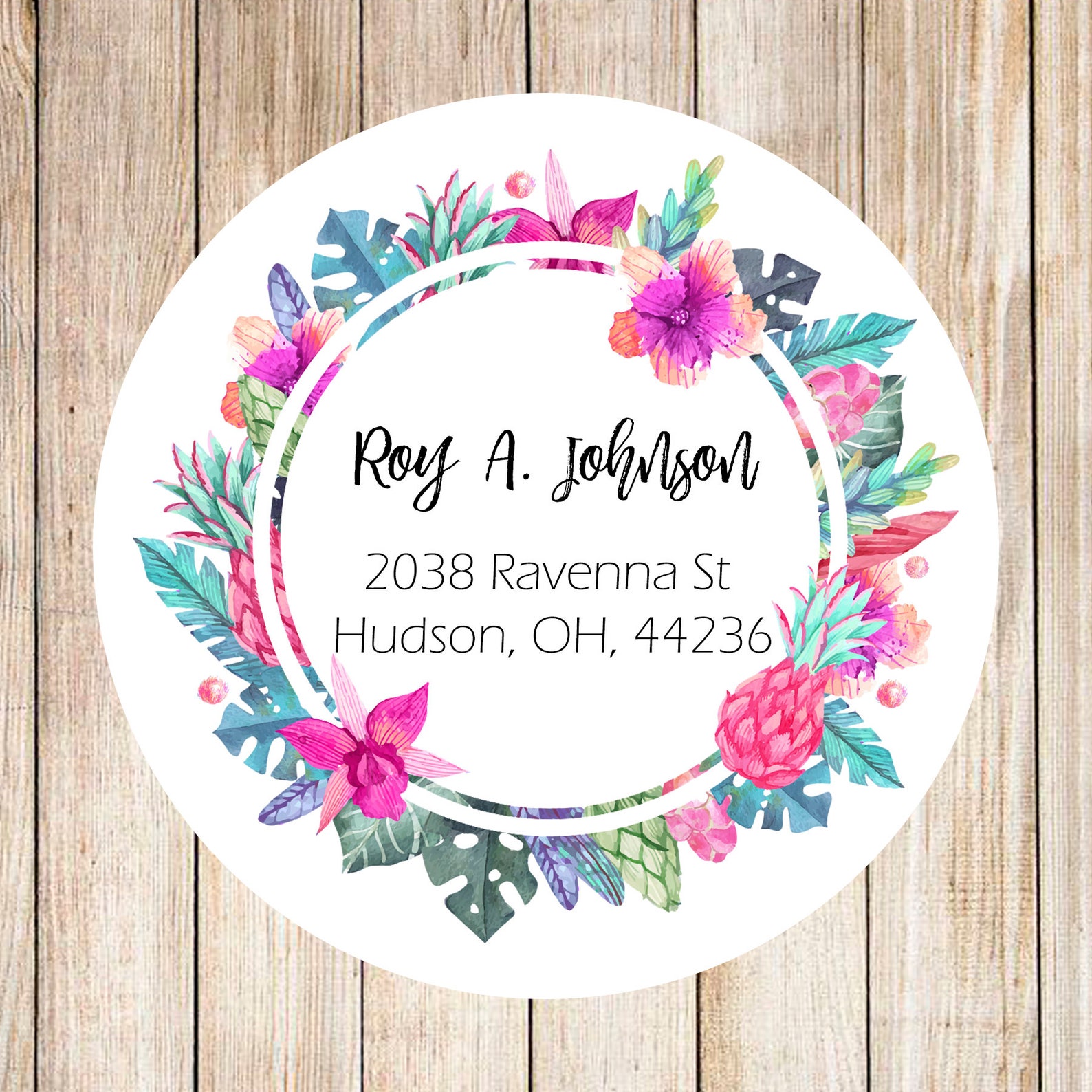 Floral Return Address Labels, Custom Circle Stickers - Etsy