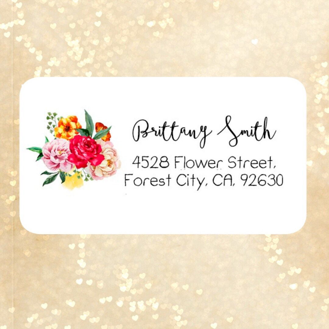 Watercolor Return Address Labels, Cute Address Labels, Flowers Return ...