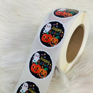 Happy Halloween Stickers, Pumpkin & Ghost Treat Bag Labels - Etsy