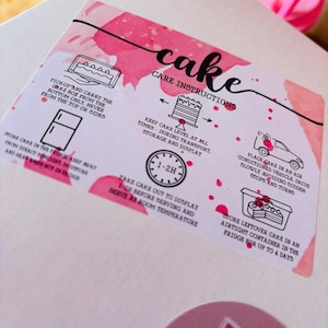 Printed Cake Care Instruction Labels, Glossy Stickers - Etsy