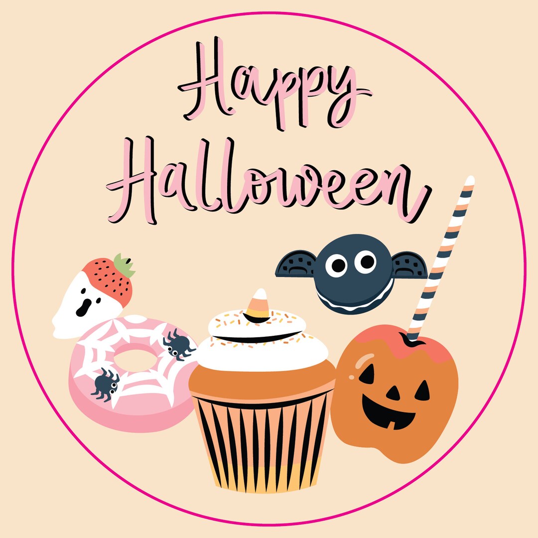 Happy Halloween Labels, Treat Bag Stickers, Glossy Paper, 24 per Pack ...