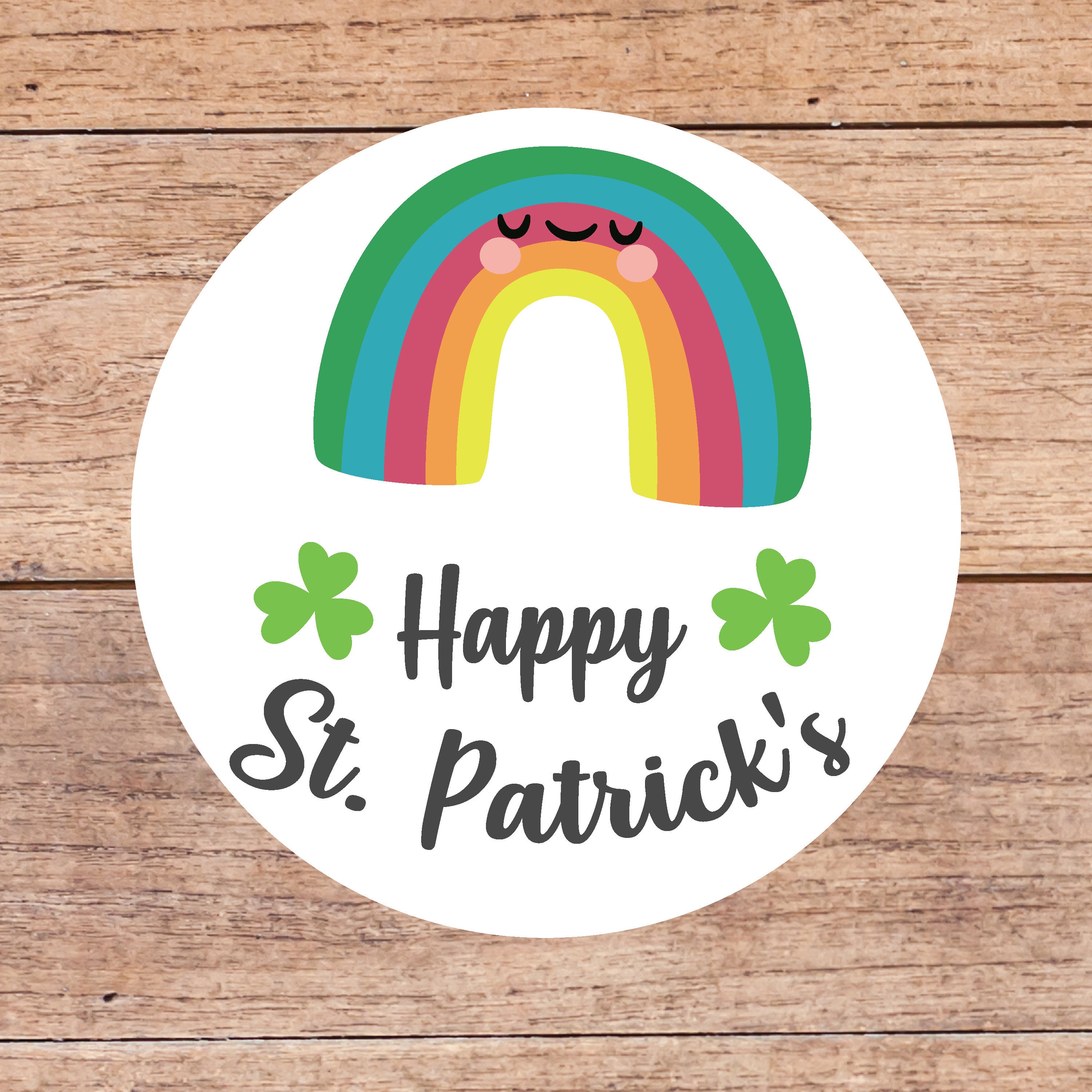Happy St Patrick's Day Stickers, Rainbow Shamrock Labels - Etsy