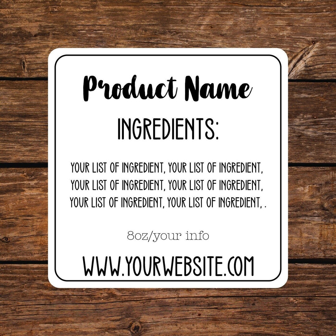 Square Ingredient Stickers, Ingredient Labels, Custom Labels, Custom ...