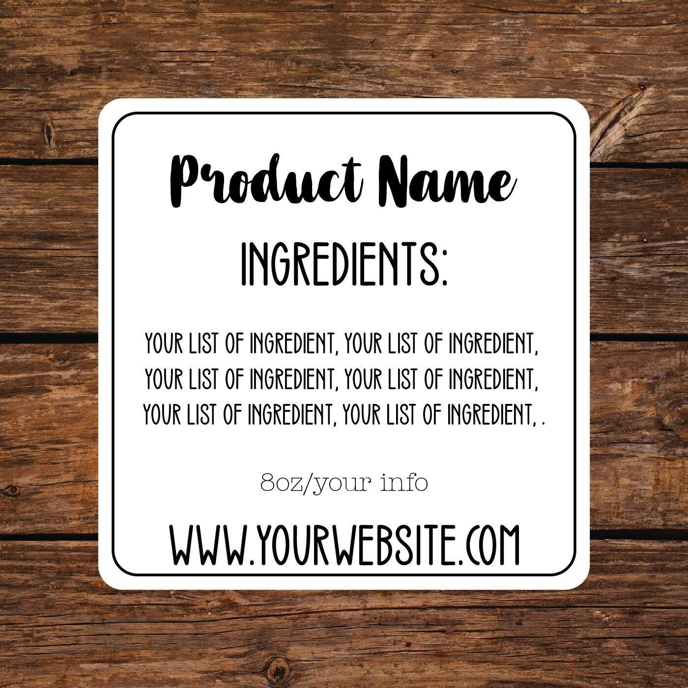 Custom Square Ingredient Stickers, Product Labels - Etsy