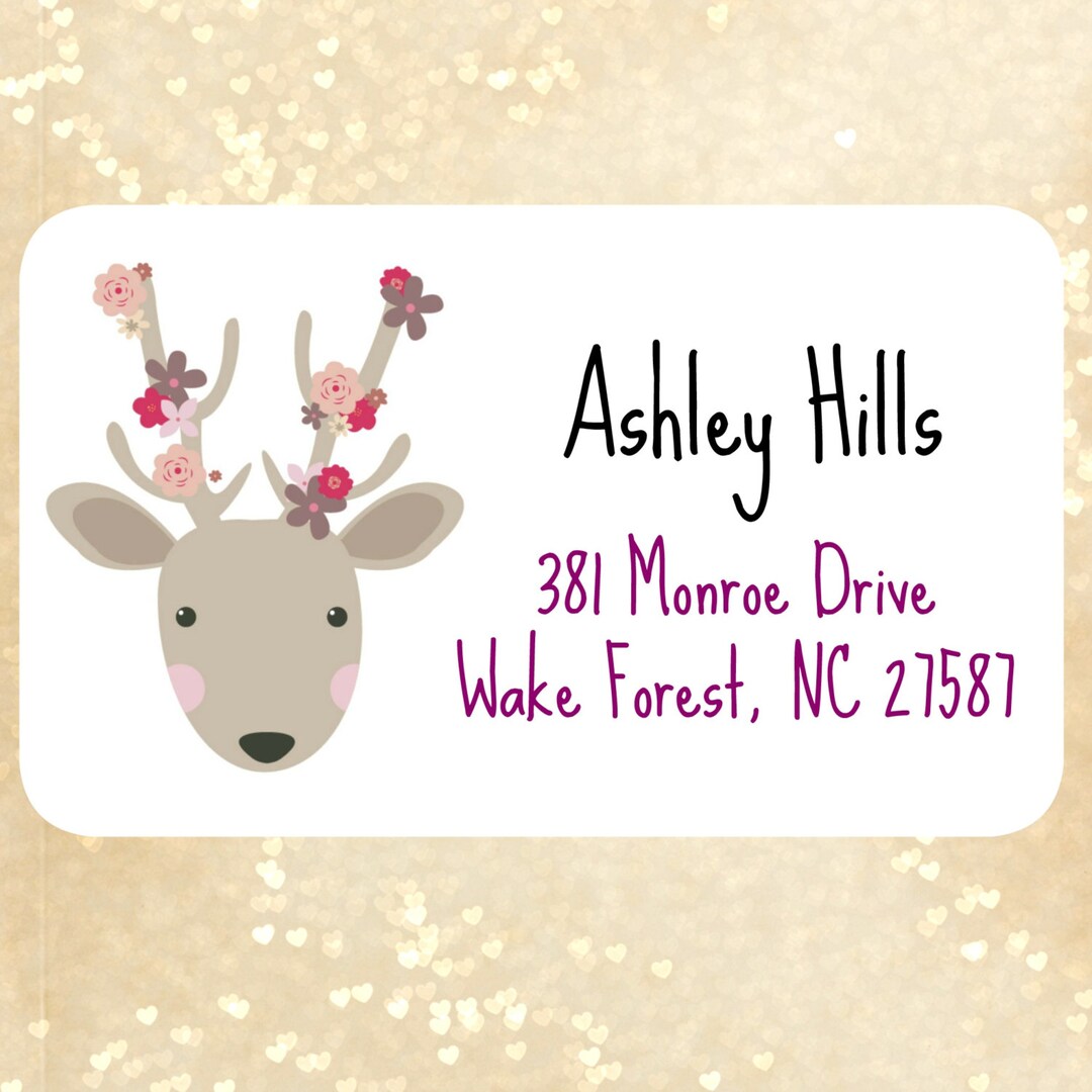 Website Return Address Labels, Cute Reindeer Address Labels, Reindeer ...
