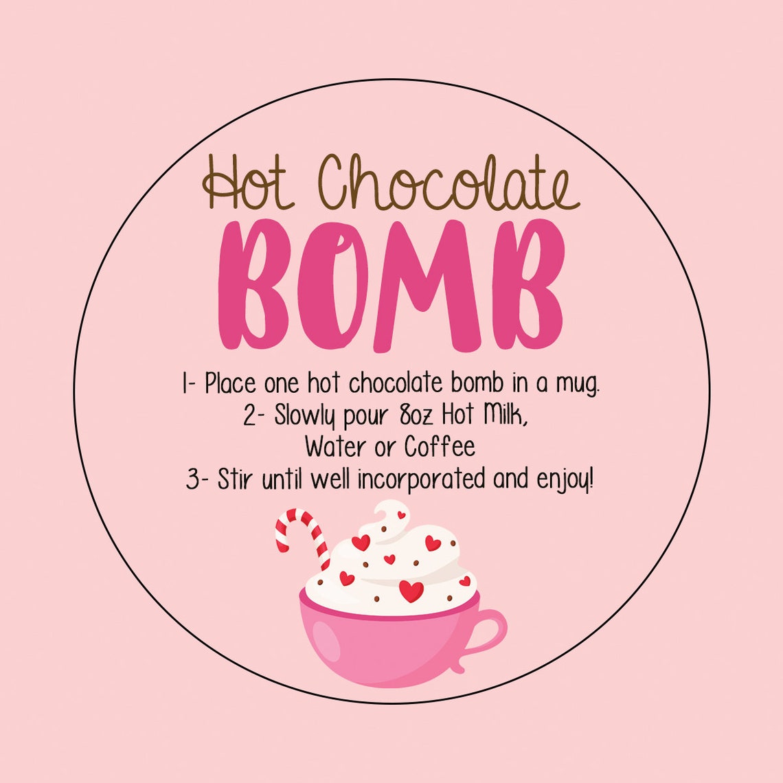 Pink Hot Chocolate Bomb Stickers Chocolate Bomb Labels - Etsy