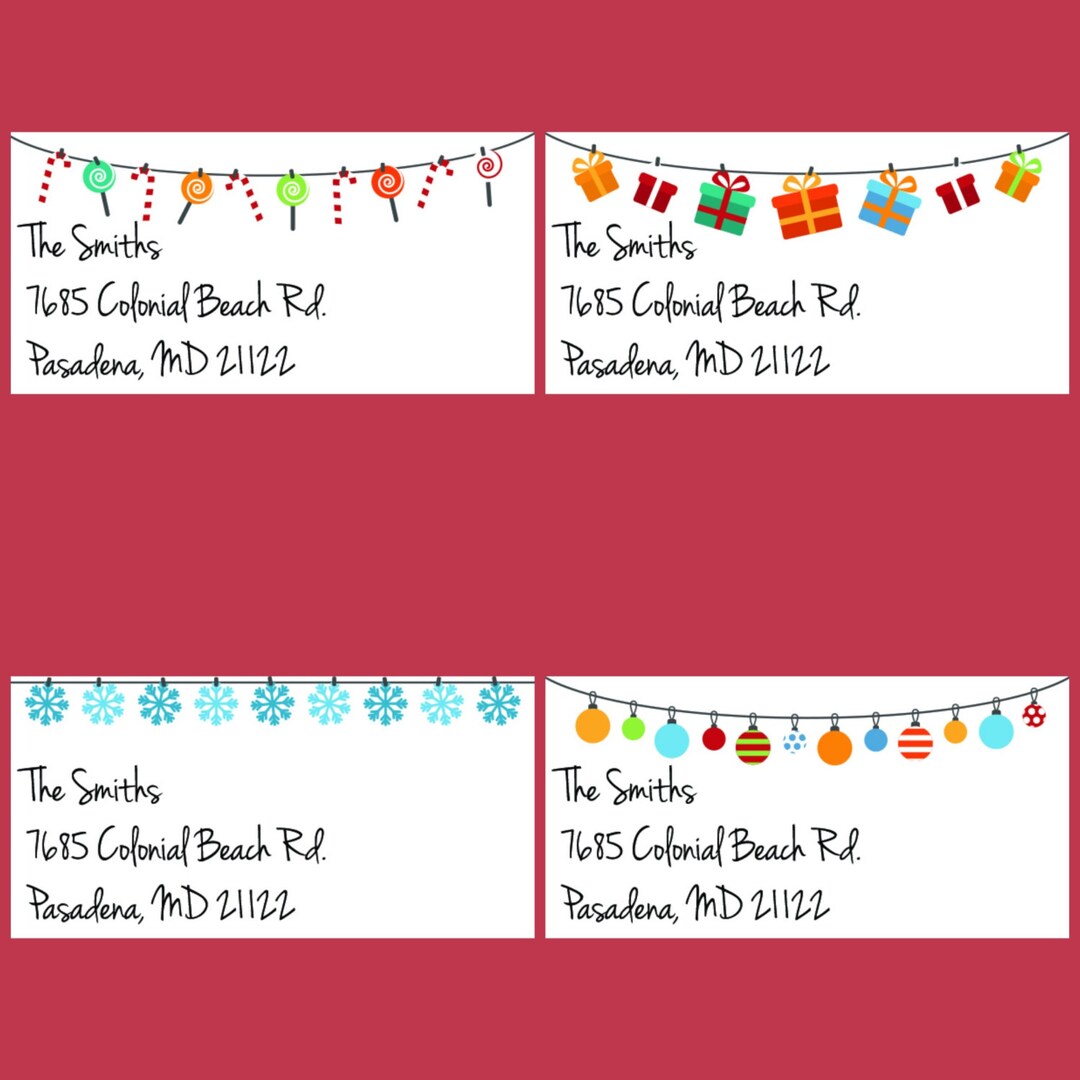 Christmas Return Address Labels, Address Labels , Custom Address Labels ...