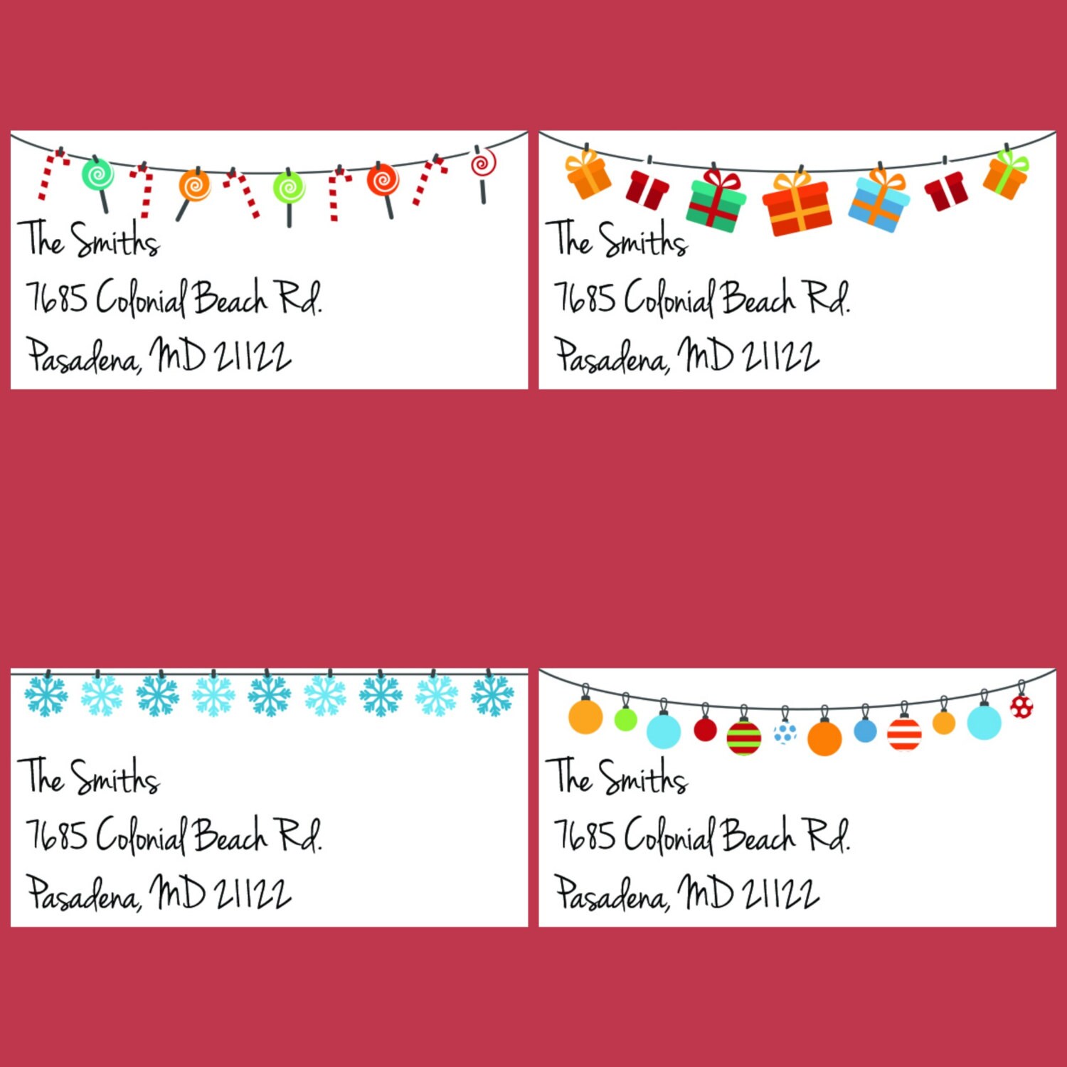 Christmas Return Address Labels Address Labels Custom Etsy