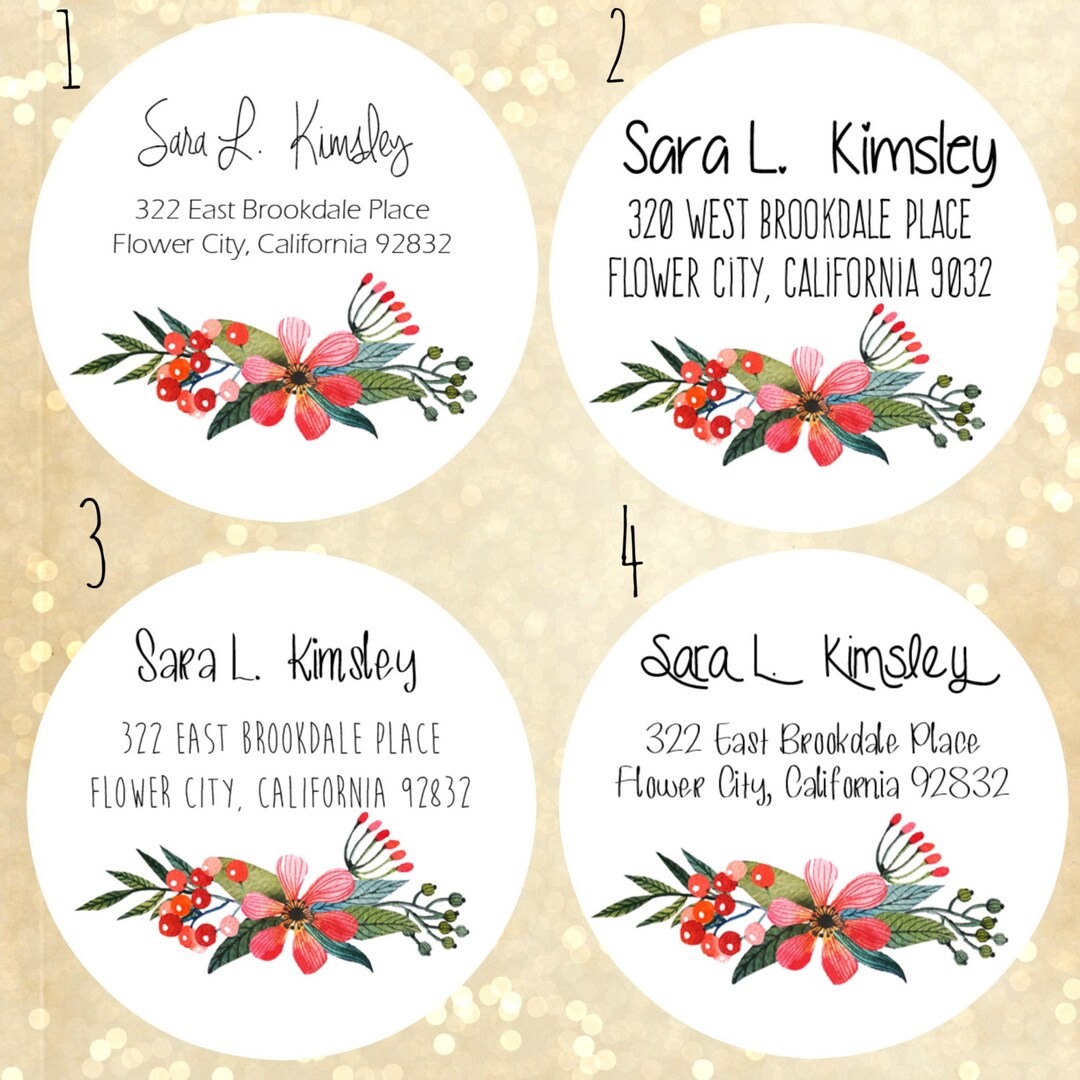Cute Floral Circle Return Address Labels, Sticker Label, Sticker ...
