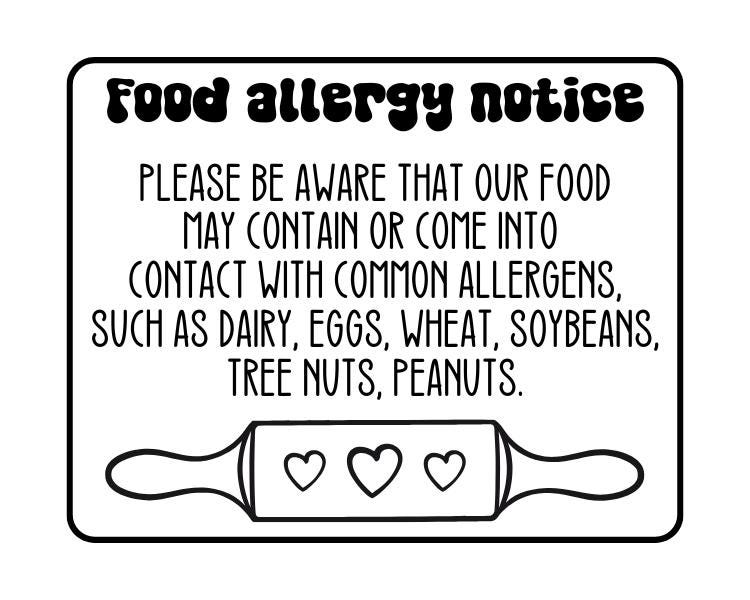 Food Allergy Notice Stickers – Bakery & Cottage Food Labels - Etsy