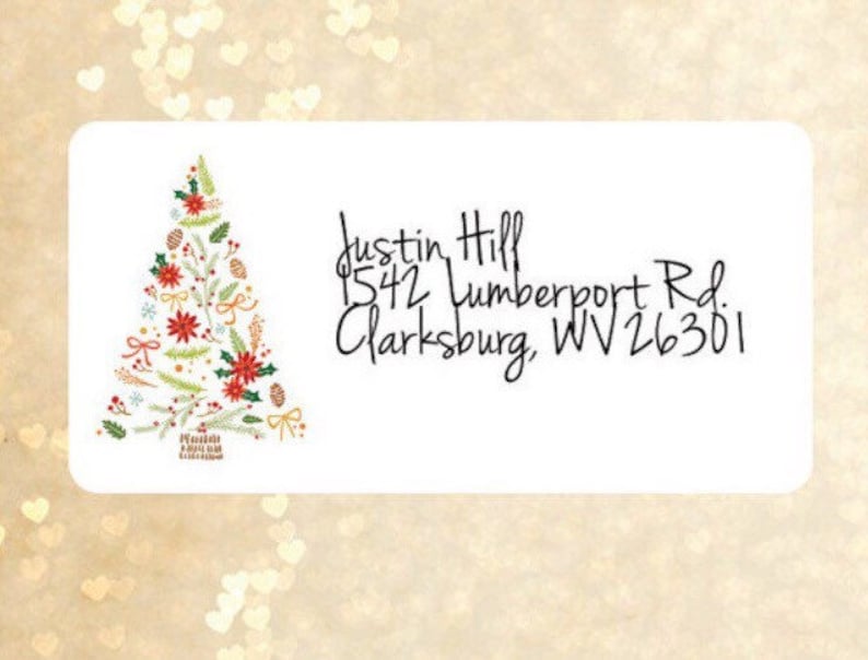 Christmas Return Address Label, Label Sticker,custom Christmas Return ...
