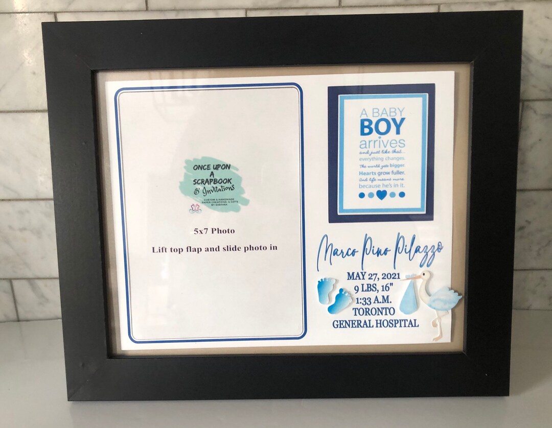 Personalized Baby Boy Birth Stats Photo Frame,birth Announcement Photo ...
