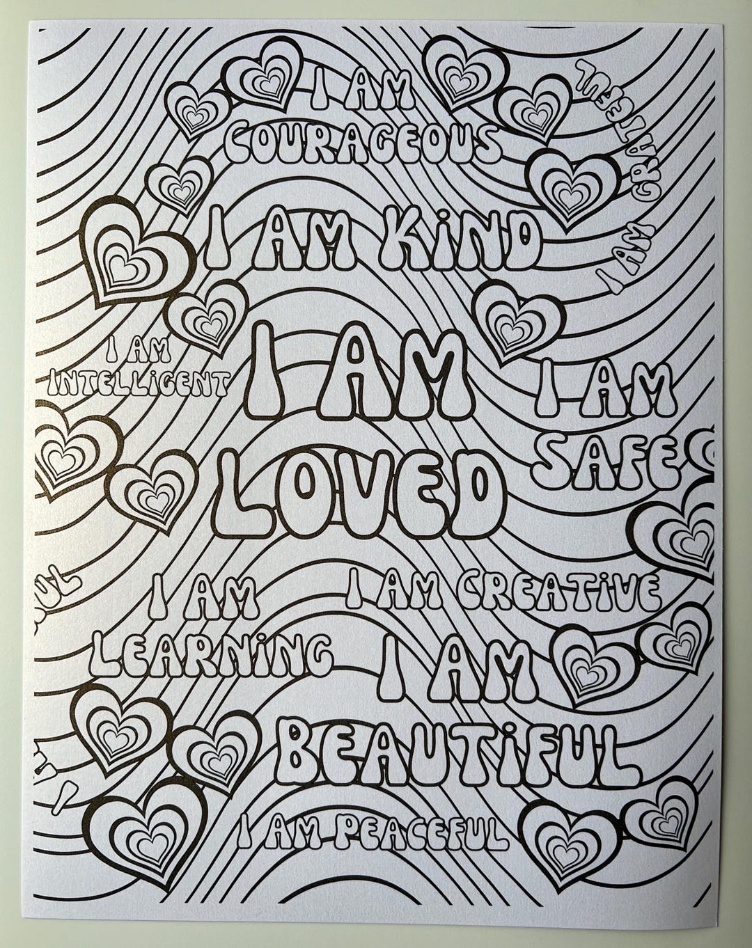Printable Coloring Sheet I Am, Positive Affirmations - Etsy