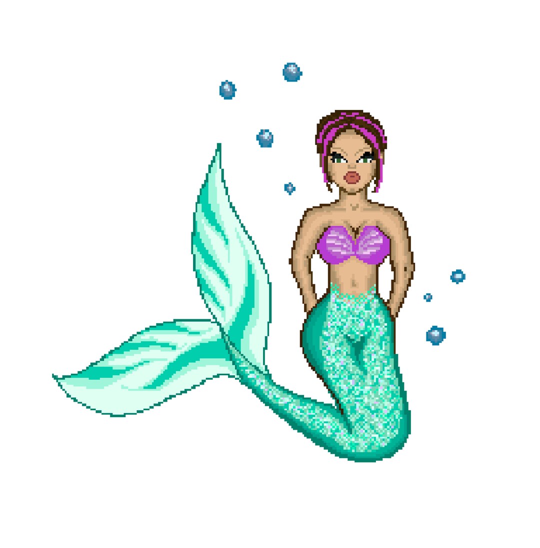 Animated GIF Mermaid With Bubbles Y2K Pixel Art Dollz - Etsy