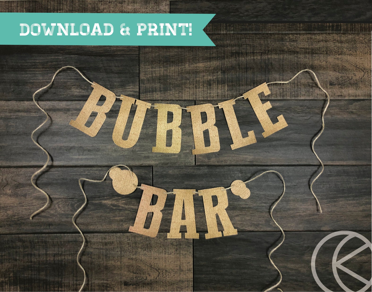 Printable Burlap Bubble Bar Banner Printable Banner - Etsy