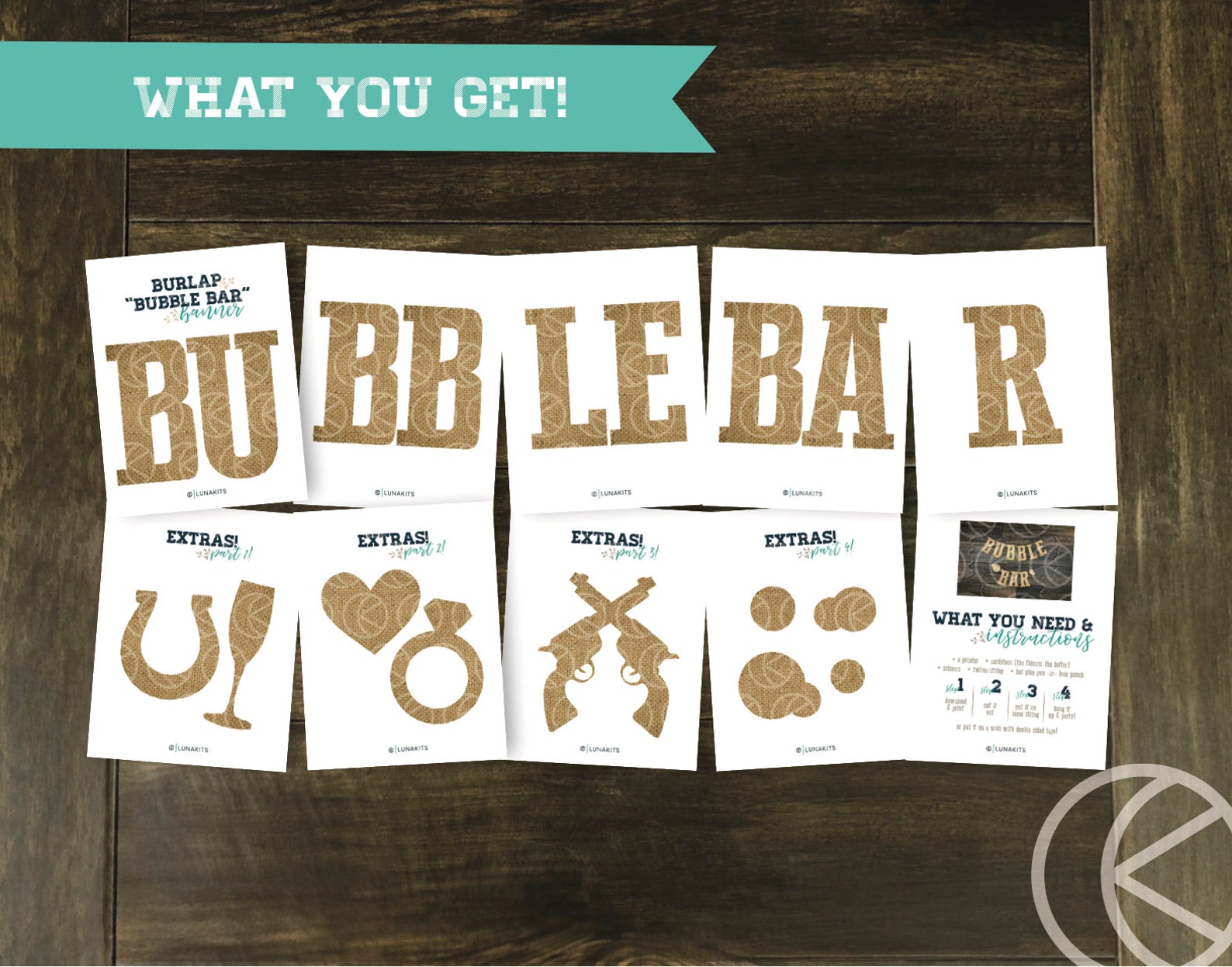 Printable Burlap Bubble Bar Banner Printable Banner - Etsy