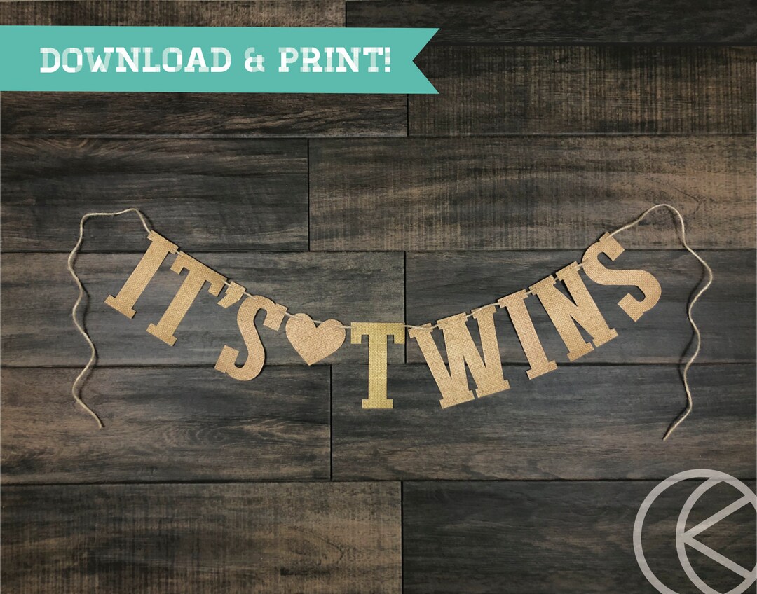 Printable Burlap It's Twins Banner | Printable Banner | Download and ...