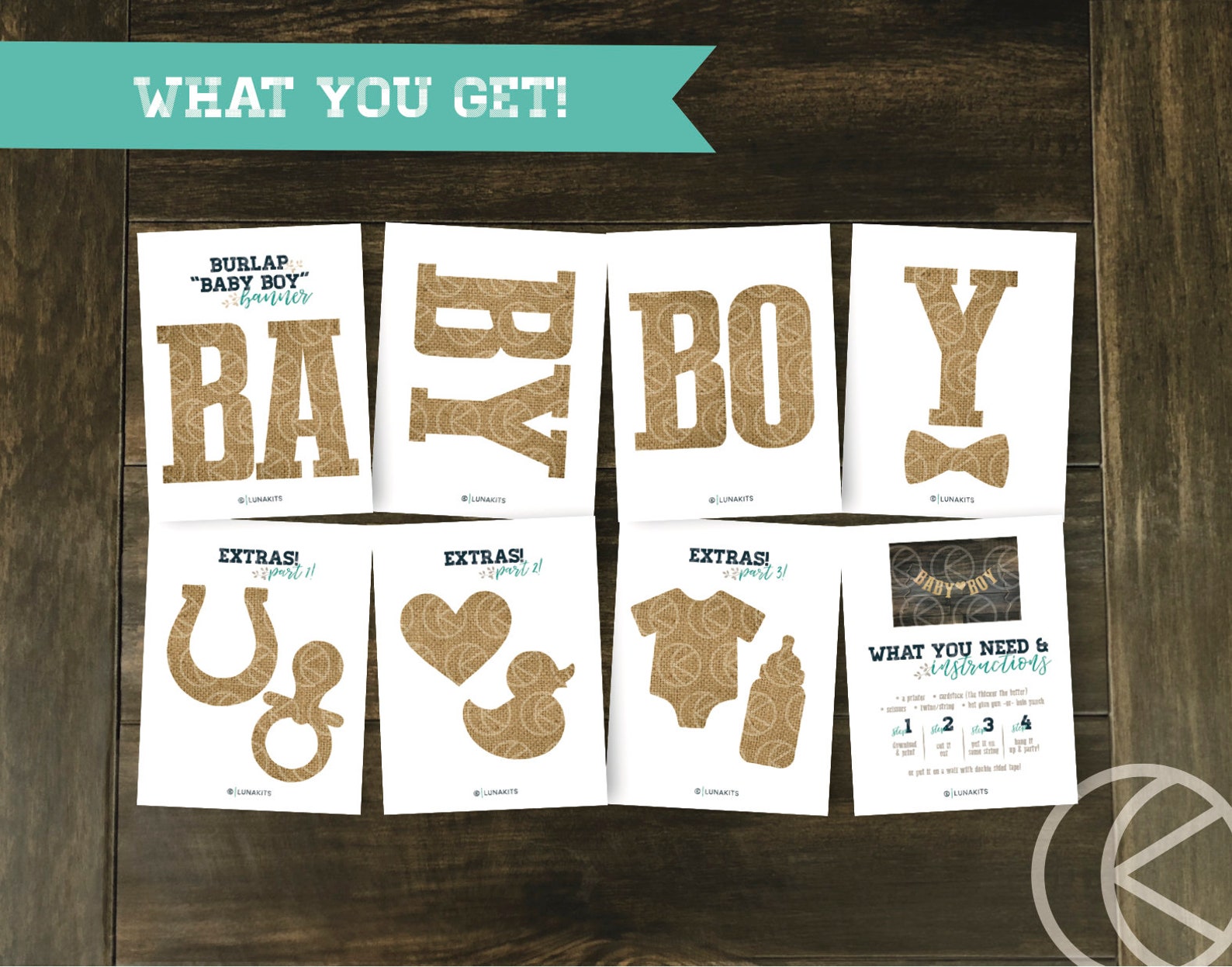 Printable Burlap Baby Boy Banner Printable Banner Download | Etsy