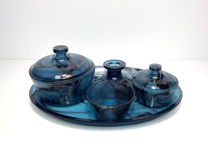 Extremely Rare 1920's Art Deco Davidson Blue Cloud Glass Dressing Table ...