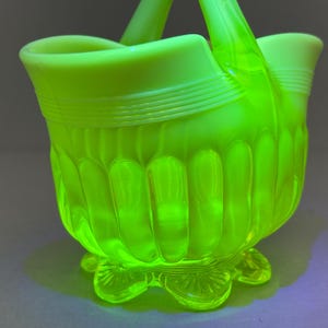 Davidson 1900s Yellow Vaseline/pearline Glass Basket in Pattern 'lady ...