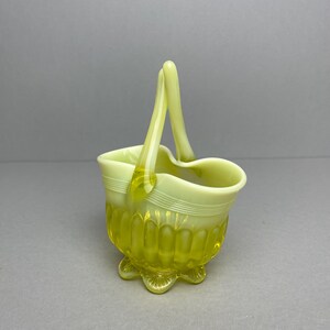 Davidson 1900s Yellow Vaseline/pearline Glass Basket in Pattern 'lady ...