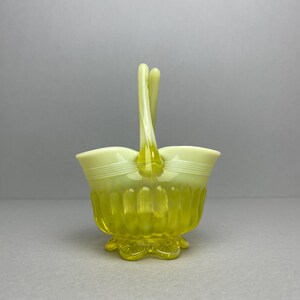 Davidson 1900s Yellow Vaseline/pearline Glass Basket in Pattern 'lady ...