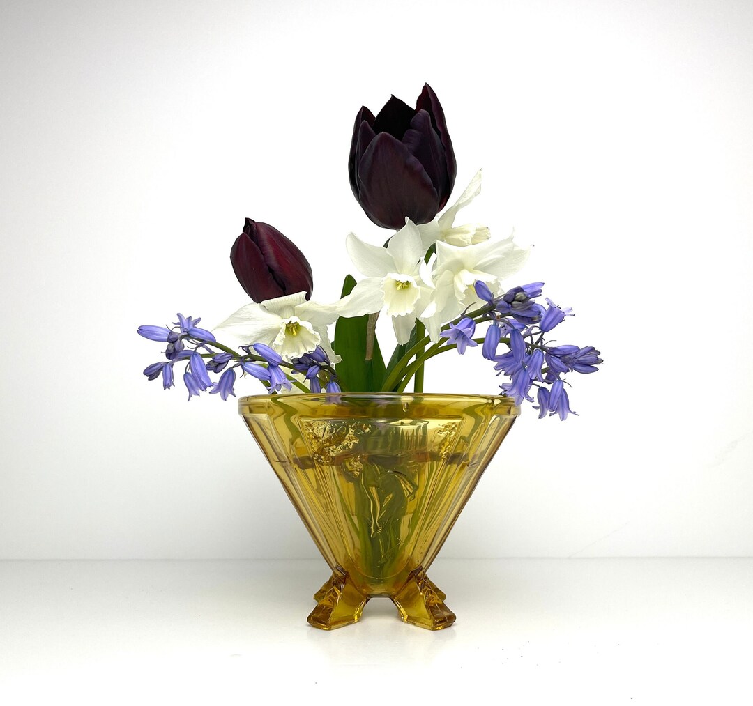 Art Deco Sowerby Amber 'mercury' Pedestal Vase - Etsy