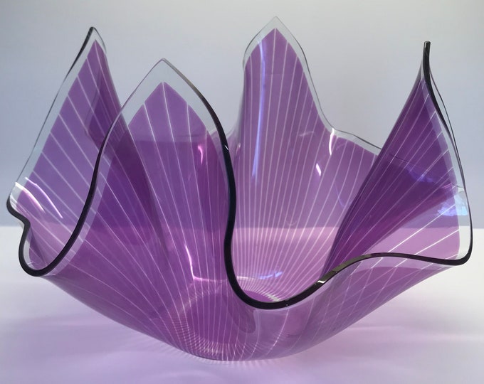 Rare Large 1960's Chance Fiesta Glass 'cordon' Amethyst Purple & White ...