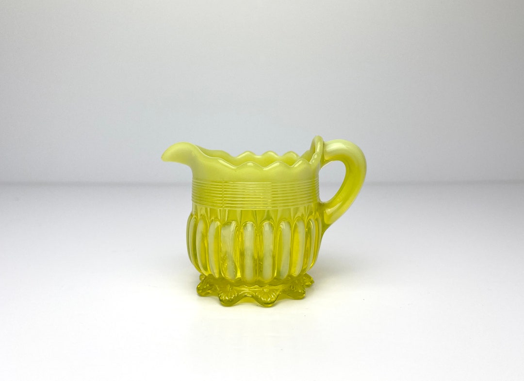 Davidson 1900s Yellow Vaseline/pearline Glass Cream Jug Lady Caroline ...