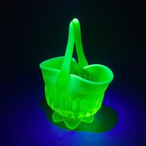 Davidson 1900s Yellow Vaseline/pearline Glass Basket in Pattern 'lady ...