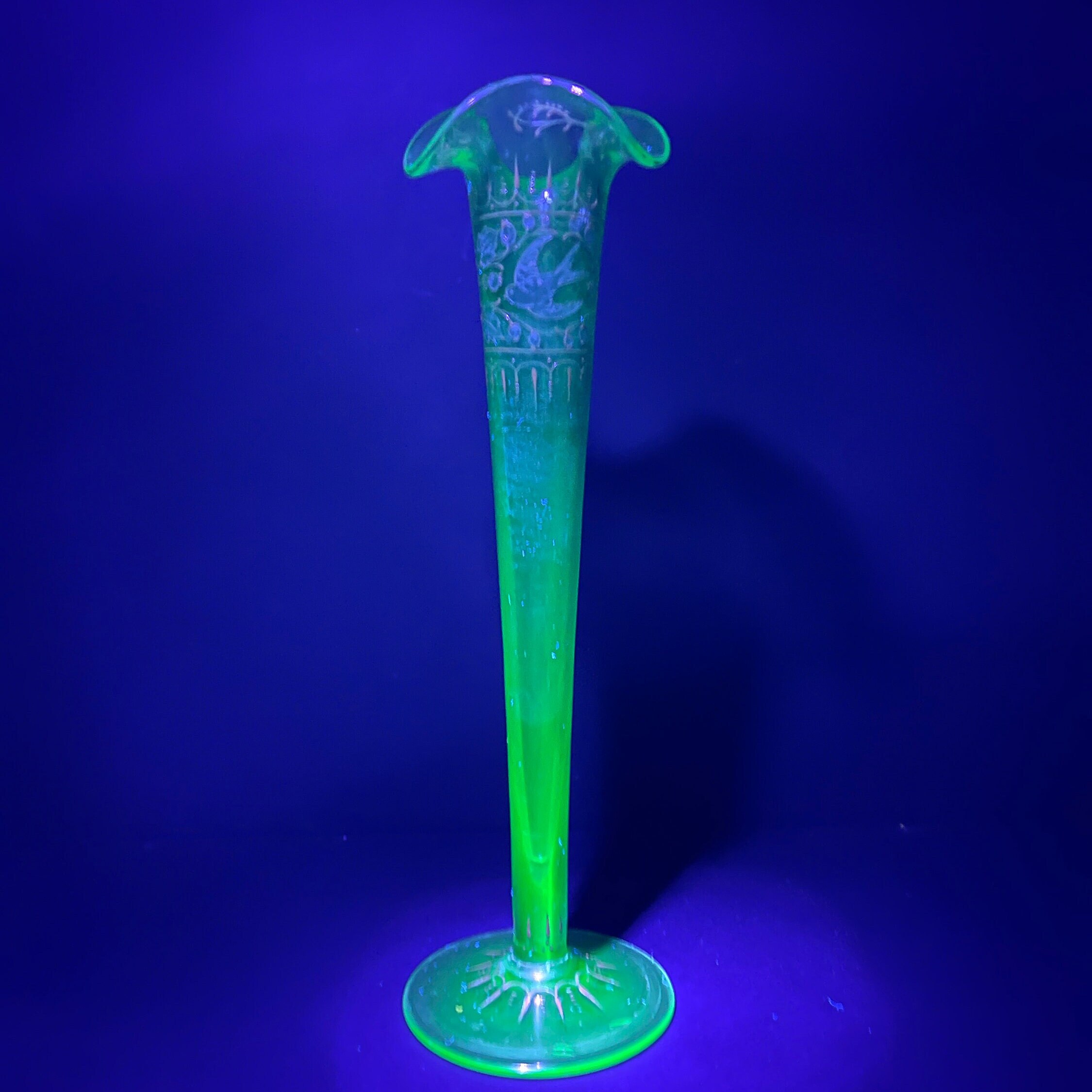 Antique Early 19th Century Bohemian Posey Uranium Vase With Hand Gilded ...