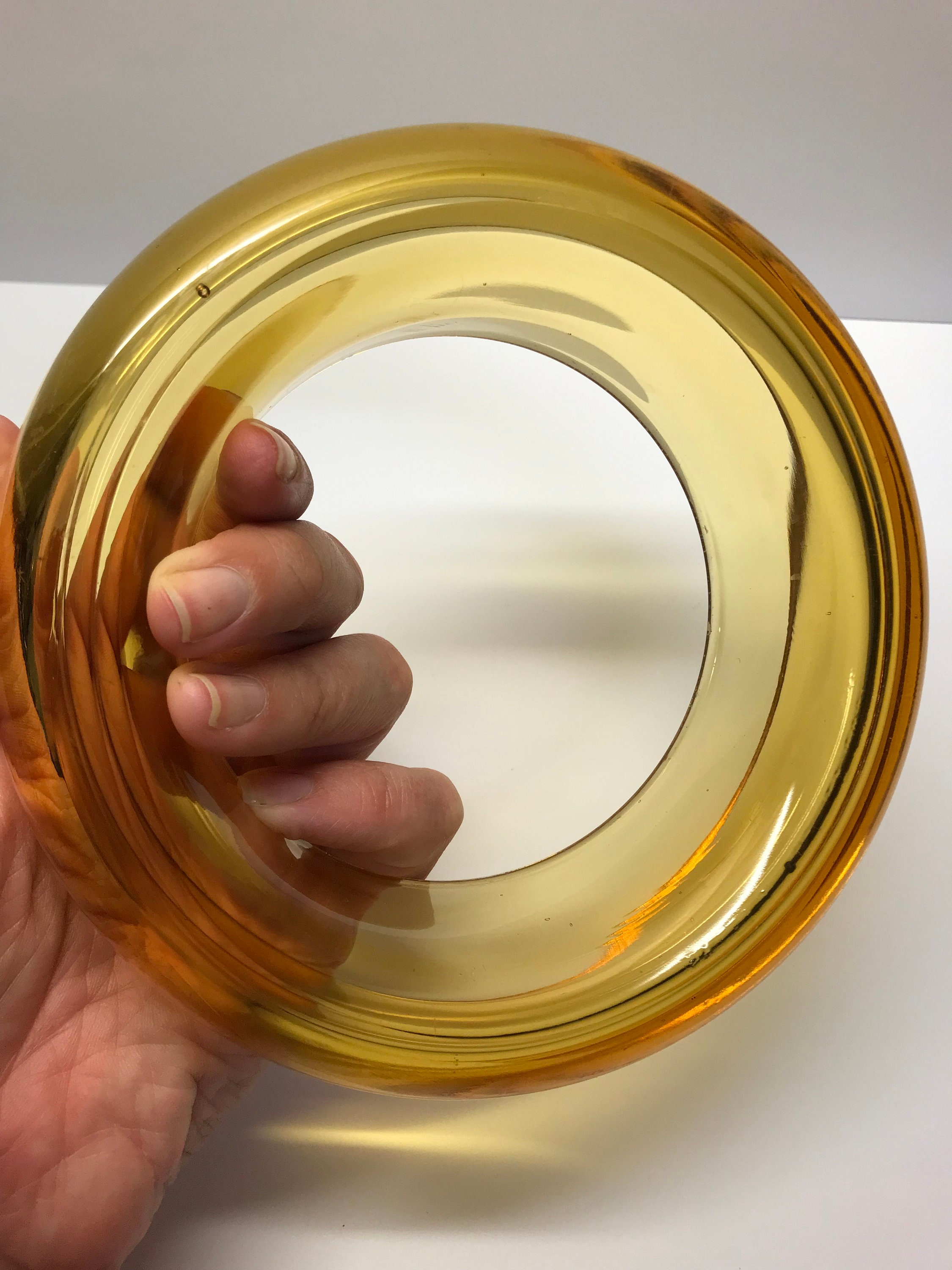 Vintage Art Deco 1930's Bagley Clear Amber Pressed Glass Posy Ring ...