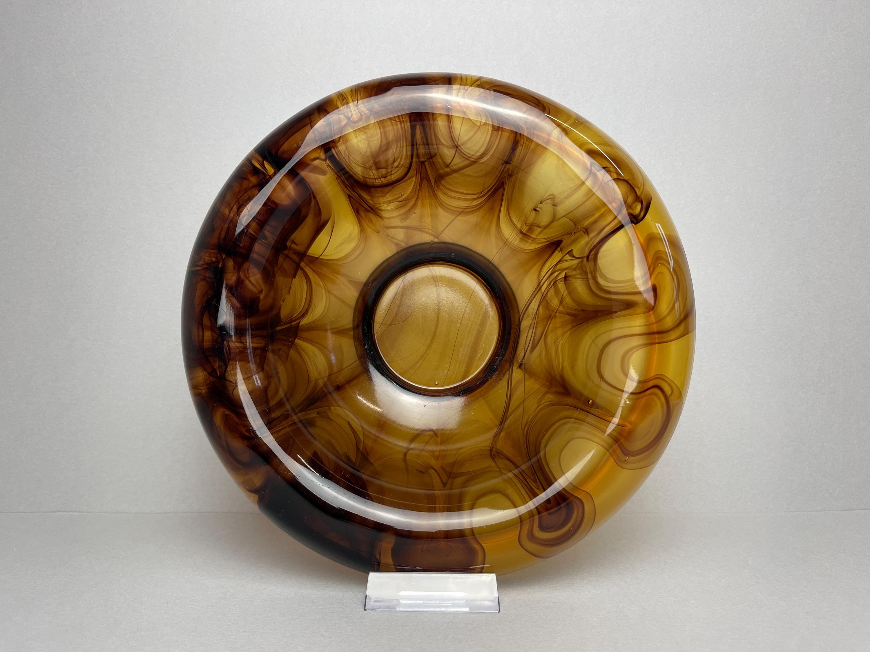 1930's Davidson Dark Amber Cloud Glass 3 Piece, Pedestal, Bowl and ...