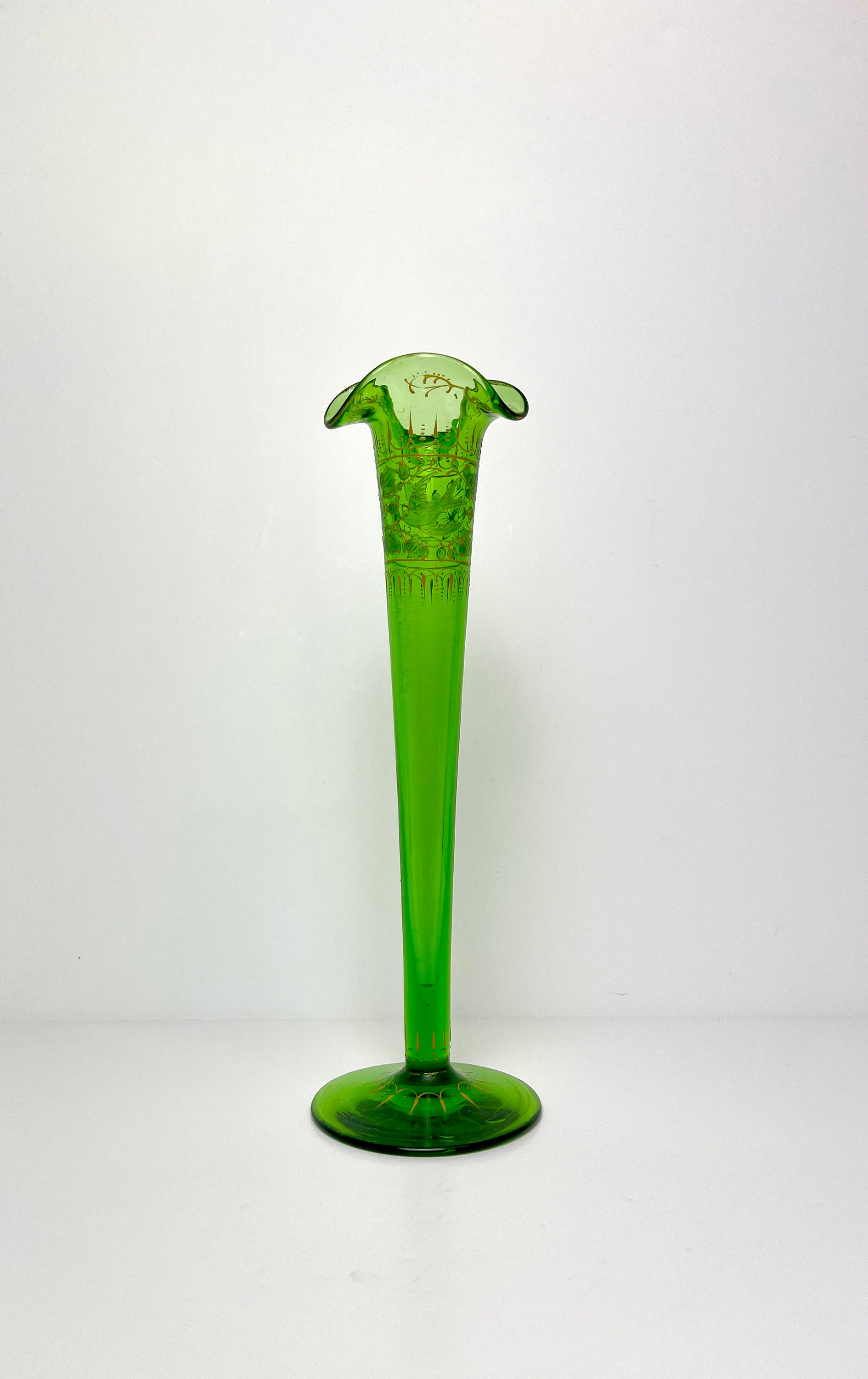 Antique Early 19th Century Bohemian Posey Uranium Vase With Hand Gilded ...