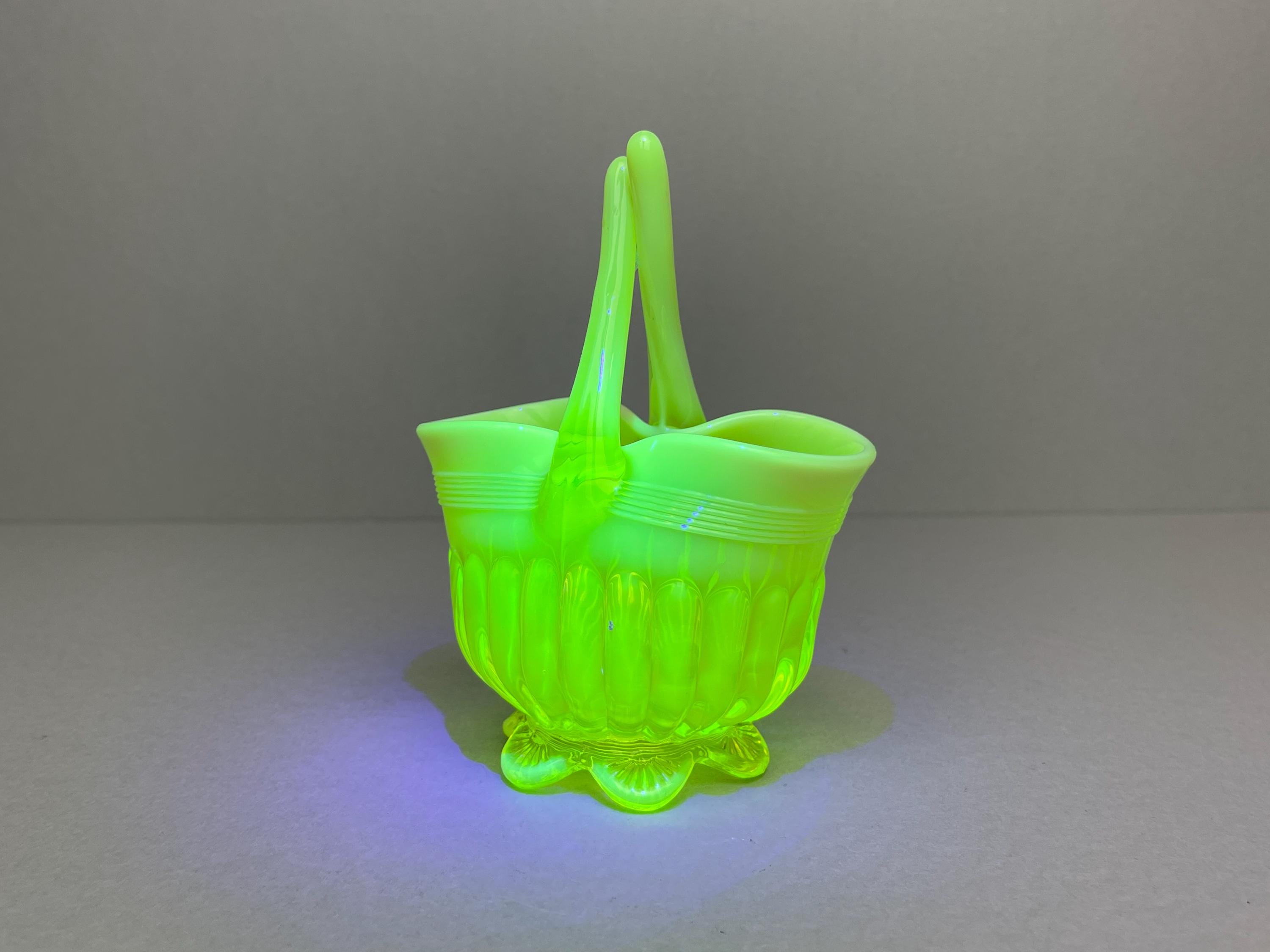 Davidson 1900s Yellow Vaseline/pearline Glass Basket in Pattern 'lady ...