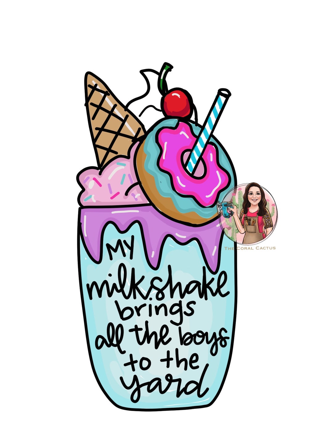 Milkshake Door Hanger Template Digital Summer Sign - Etsy