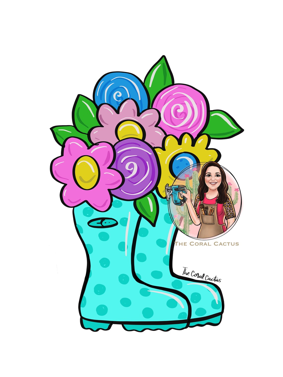 Rain Boots Flowers Door Hanger Template Digital Spring Sign - Etsy