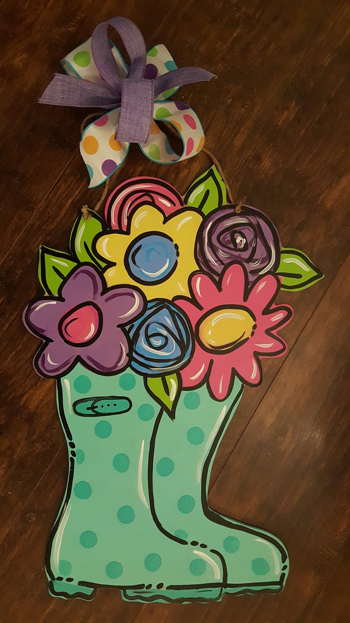 Rain Boots Flowers Door Hanger Template Digital Spring Sign - Etsy