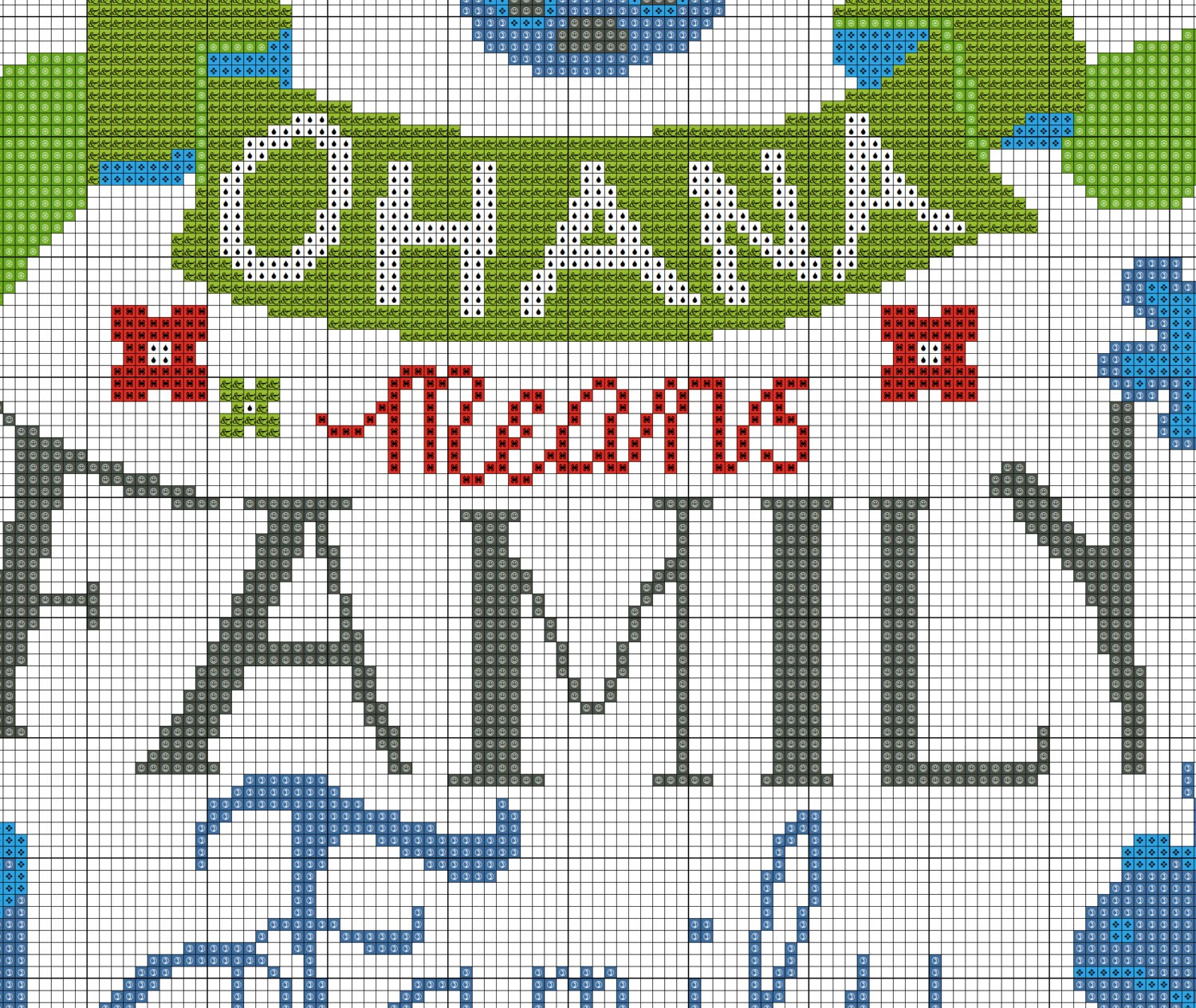 Toddler and His Beloved Family, INC Cross Stitch Pattern, BOGO, PDF ...